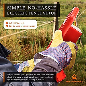 Solar Powered Electric Fence Charger - 2 Mile Solar Panel Energizer for Livestock - Solar Fencer Battery Powered Hot Wire Fencing - Protect Horses, Cattle, Sheep, Goats, Pets