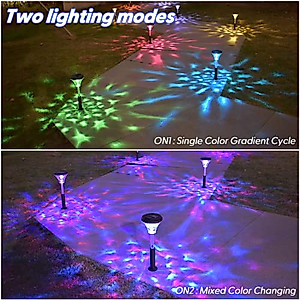 Pathway Solar Outdoor Lights Waterproof: Bright Color Changing Garden Path Light Stake 6 Pack, Outside Landscape Wall Fence Lighting for Yard Lawn Patio Walkway Driveway Sidewalk