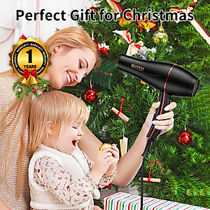 WADODO Ionic Hair Dryer, 2200W Professional Blow Dryer Fast Drying Travel AC Motor Constant Temperature Low Noise Ion Dryers Curly Care Hairdryer Blowdryer for Women Men