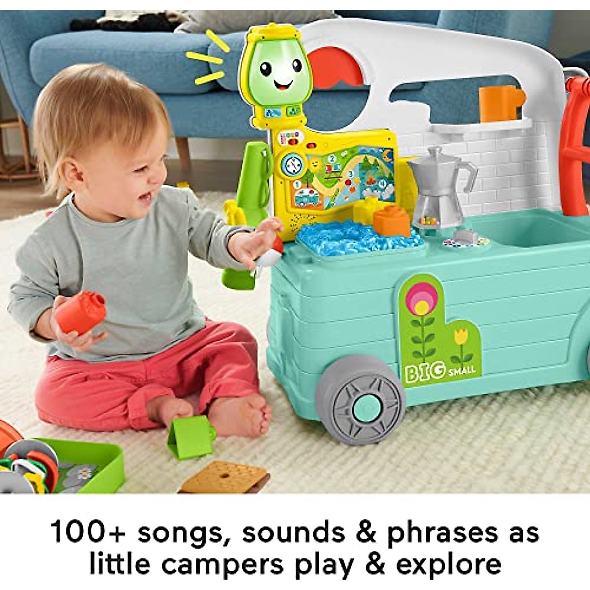 Fisher-Price Laugh & Learn Baby To Toddler Toy 3-In-1 On-The-Go Camper Walker & Activity Center With Smart Stages For Ages 9+ Months