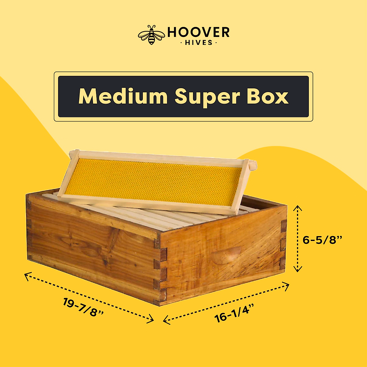Hoover Hives 10 Frame Langstroth Beehive Dipped in 100% Beeswax Includes Wooden Frames & Waxed Foundations (2 Deep Boxes, 1 Medium Box)