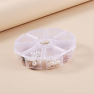 8 Compartments Jewelry Dividers Box Plastic Clear Round Storage Box Earring Bead Case Storage Container for Beads, Nail Art, Crafts