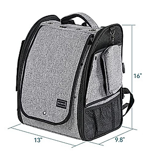 Petsfit Bird Carrier Medium Size with Stainless Steel Bowl, Parrot Backpack Includes Slide Tray for Easy Cleaning, 13" x 10" x 16"
