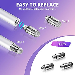 Long Stylus Pen for Touch Screen [3Pcs Mesh tip Precise Touch] Universal Stylist Pen for iPhone iPad Chromebook Capacitive Digital Drawing Fine Point Styluses