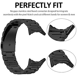 INGIDO (2 Pack) Watch Band Adapter for Google Pixel Watch 2 Connector, 20mm Stainless Steel Metal Replaceable Band Connection Adapter for Google Pixel Watch 2 2023, Pixel Watch 2022 Accessories Black