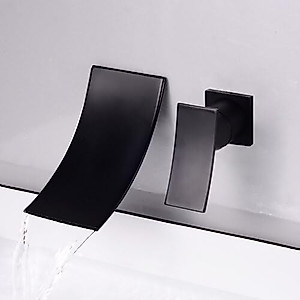 Luxury Concealed Bathtub Faucets Two Hole Three Hole Basin Faucet Black Wall Type Cold and Hot Water Waterfall Faucet Bathroom (Color : SLT195),Kitchen Sink Faucet