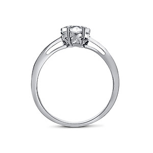 FJC Finejewelers 10k White Gold 7mm Solitaire Heart Shaped Simulated Aquamarine Ring Size 6