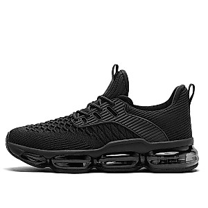 Socviis Mens Slip on Trail Runners Air Cushion Fashion Shoes Casual Tennis Walking Athletic Sneakers Basketball Trainers Zapatillas Black