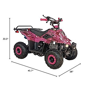 HHH ATV 110cc ATV Quads Youth ATV Gas ATVs Fully Automatic 4 Wheeler for Kids ATV 4 Wheeler Boulder 110B1 (Pink Color)
