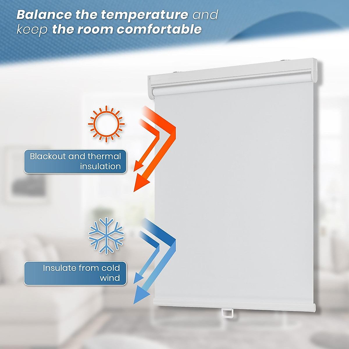 Grandekor Motorized Roller Shade with Remote Control,Motorized Blinds 100% Blackout Electric Shades, Cordless Window Blinds Shades for Bedroom Living Room Office,White,W35 xH72