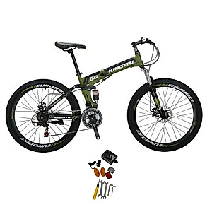 EUROBIKE Folding Mountain Bike 26 inch for Youth Boys and Girls Young Adult Men and Women Offroad Bicycle G6 (Green)