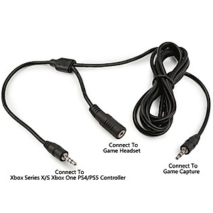 Akingdleo Game Capture Party Link Cable Adapter Compatible for Elgato,HD60 S+ Party Chat Capture Cable, Party Chat Adapter Cable Compatible for Xbox One X/S PS4 PS5