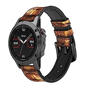 CA0075 Turtle Carapace Leather & Silicone Smart Watch Band Strap for Garmin Approach S40, Forerunner 245/245/645/645, Venu Vivoactive Vivomove Size (20mm)