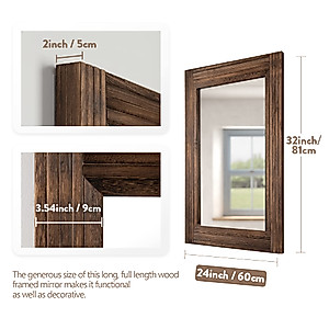 YOSHOOT Hand-Made Wooden Spliced Wall Mirror for Bathroom, Rustic Farmhouse Vanity Mirror, Décor Wall Art, Solid Wood Frame, Vertical or Horizontal Hanging