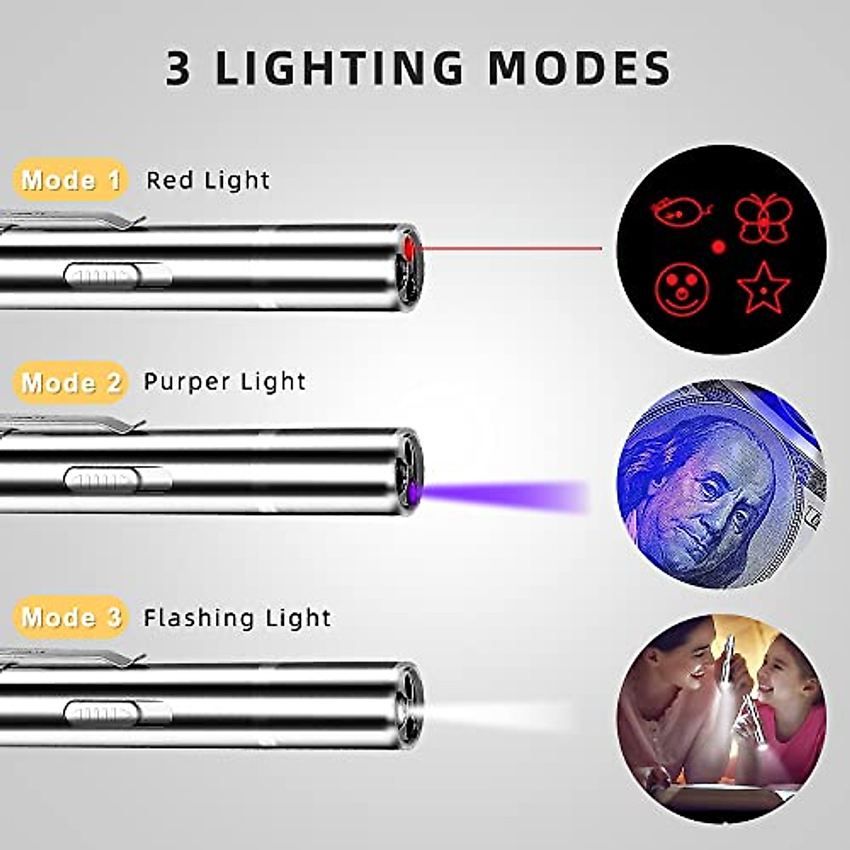 Laser Pointer for Cats, Small Cat Laser Toy, USB Laser Pen Kitten Toys, 7 in 1 Rechargeable Cat Toy Laser Light, Multiple Pattern Red Light for Dogs Pets