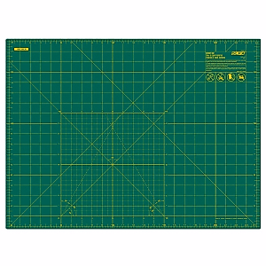 OLFA 18" x 24" Self Healing Rotary Cutting Mat (RM-SG) (Green) & 45mm Quick-Change Rotary Cutter (RTY-2/C) - Rotary Fabric Cutter w/Blade Cover (Aqua)
