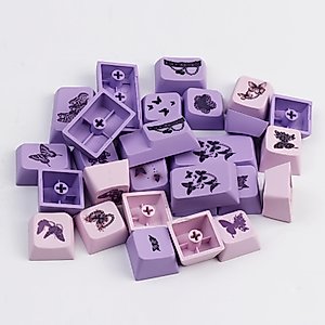 EPOMAKER Butterfly 121 Keys PBT Keycaps, MDA Profile Dye Sublimation Keycaps Set, for Mechanical Gaming Keyboard, Compatible with Cherry Gateron Kailh Otemu MX Structure