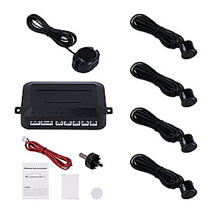 Frostory Car Reverse Backup Parking Sensor Radar System, Buzzer beeps, Detection Distance:30~150CM, Waterproof Sensors (22mm Diameter 2.3M Cable) 4 Packs X60D (Black)