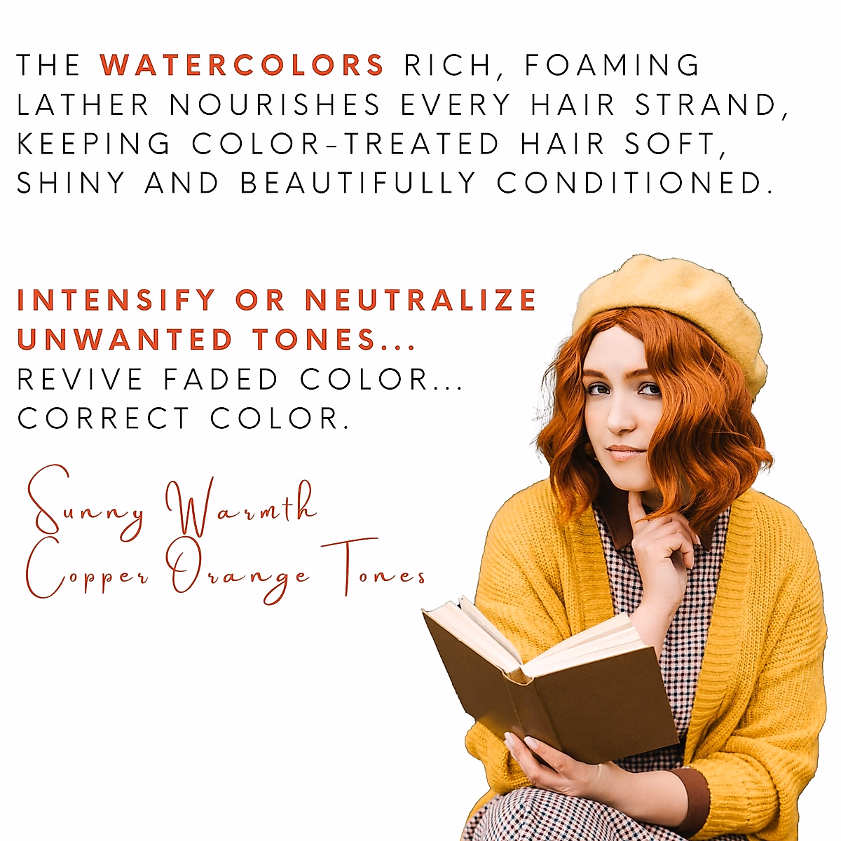 Watercolors Semi Permanent Color Depositing Shampoo. Sulfate & Paraben Free to Maintain & Enhance Hair Color 8 fl oz - LIQUID COPPER