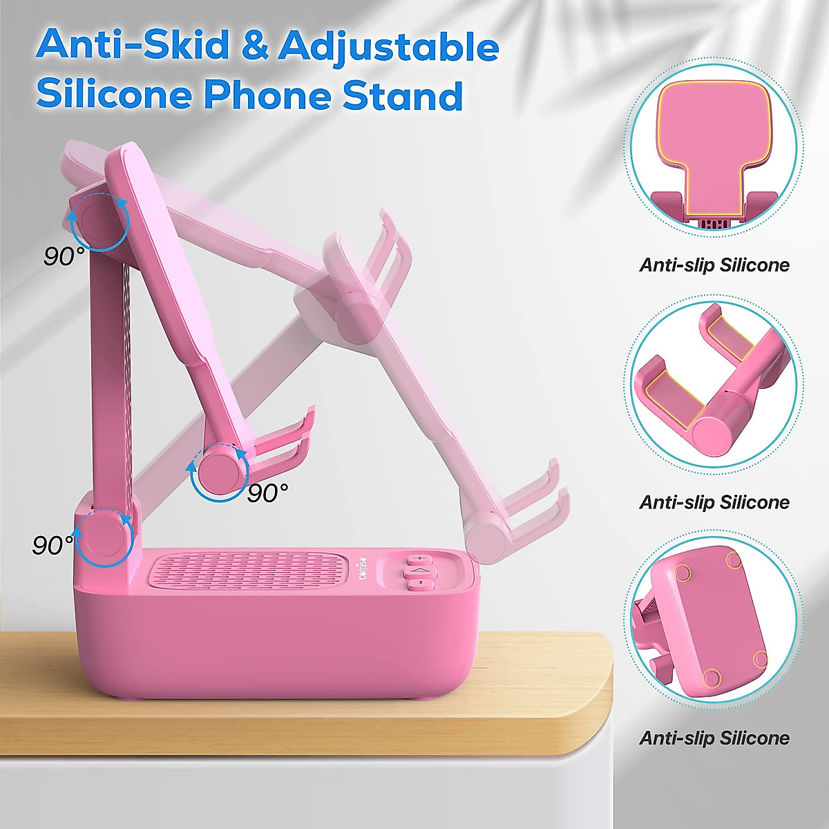 Gifts for Men Women, from Wife,Cell Phone Stand with Wireless Bluetooth Speaker, Punchy Bass & HD Stereo Sound Speaker for Home & Outdoors Compatible with iPhone/ipad/Samsung-Pink