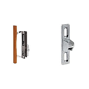 PRIME-LINE C 1032 Keyed Sliding Glass Door Handle Set – Replace Old or Damaged Door Handles Quickly and Easily & Slide-Co 14504 Sliding Door Keeper, 1/2 inch, Chrome Plated Diecast