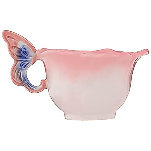 Cosmos Gifts Ceramic Rose Cup and Saucer, Set of 2