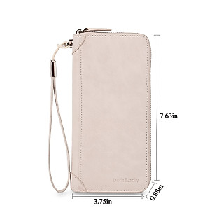 DORIS&JACKY Women Leather Wallet Rfid Blocking Large Capacity Zipper Around Travel Wristlet Bags