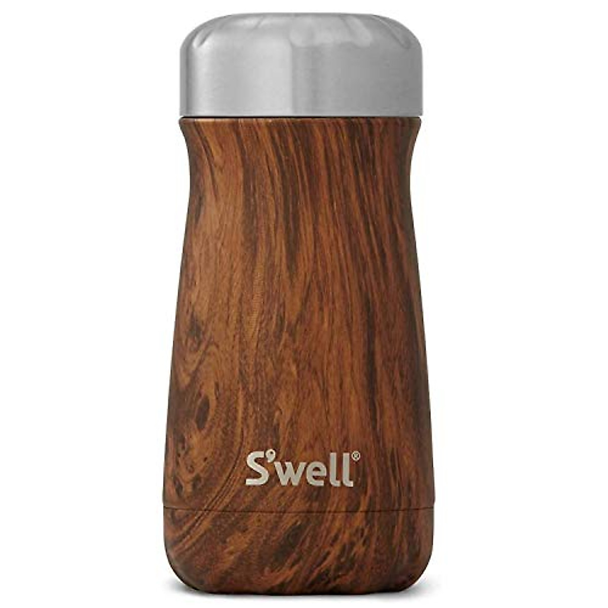 S'well Stainless Steel Traveler-12 Fl Oz Triple-Layered Vacuum-Insulated Travel Mug Keeps Coffee, Tea and Drinks Cold for 20 Hours and Hot for 9-BPA-Free Water Bottle, 12 oz, Teakwood