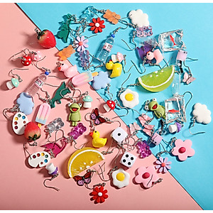 30 Pairs Fun Zinc Earrings Weird Aesthetic Weirdcore Kawaii Funny for Women