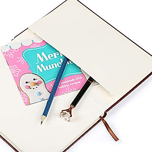 Kesoto A5 Classic Ruled Leather Hardcover Writing Notebook 5.7'' x 8.5'' Lined Journal Diary with Elastic Closure and Expandable Paper Pocket (200 Pages)