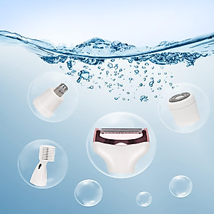 4 in 1 Electric Razor for Women, RAIALL Lady Electric Shaver Hair Remover for Face Legs Nose Underarm, Portable Bikini Trimmer Wet & Dry Cordless Hair Removal with 4 Floating Head - USB Recharge