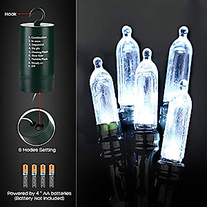 Joomer Battery Christmas Lights, 33ft 100LED Battery Operated Mini String Lights 8 Lighting Modes Timer Waterproof for Home, Garden, Party, Holiday, Christmas Trees Decoration (White)