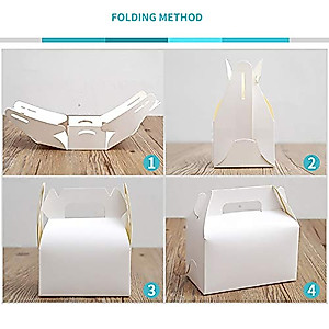 NICEWAY 30 Pack White Gable Gift Boxes Recycled Kraft Gift Box Candy Treat Boxes, Small Goodie Gift Boxes Treat Boxes for Wedding, Birthday Party, Baby Shower 4.5x3.2x3.3 inches