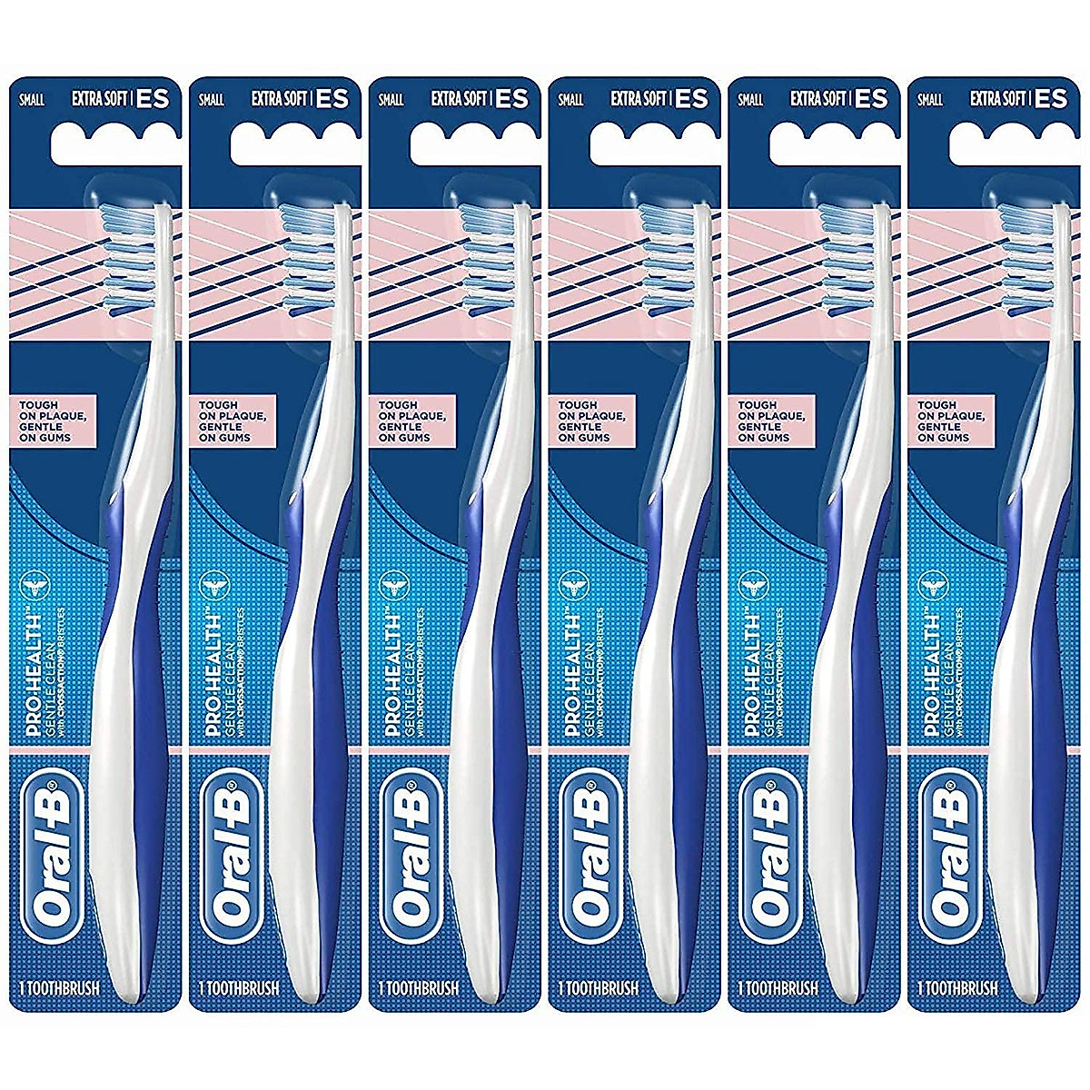 Oral-B Cross Action Gentle Clean Manual Toothbrush 35 Extra Soft (Colors Vary) - Pack of 6