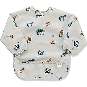 Bubba Bear Baby Bib with Sleeves, Long Sleeve Toddler Feeding Apron Bibs for Eating & Lead Weaning, Mess Proof Full Sleeved