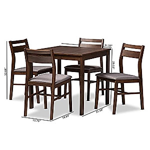 Baxton Studio Lovy Modern and Contemporary Gray Fabric Upholstered Dark Walnut-Finished 5-Piece Wood Dining Set