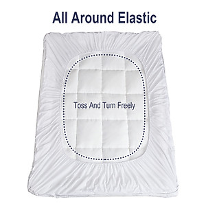 HYPREST Pillow Top Mattress Topper King, Extra Thick Mattress Topper 1300 GSM Down Alternative, 100% Cotton Soft Plush Bed Topper 8-24" Deep Pocket