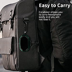 Jiunai for Jabra Elite 7 Pro Case/Elite 7 Active Case, Secure Lock Design Shockproof Protective Bumper Corner Protection Portable Matte Case with Carabiner for Jabra Elite 7 Pro Elite 7 Active Green