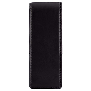 DiLoro Leather Triple Pen Case Pencil Pouch Holder for Three Fountain Ballpoint Rollerball Pens and Pencils (Black)