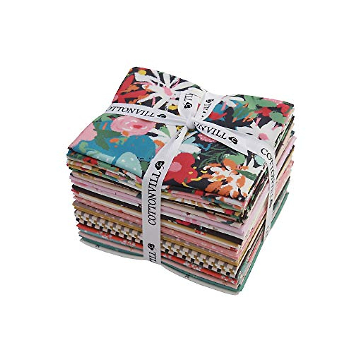 COTTONVILL Collection Bloom 20COUNT Cotton Print Quilting Fabric (Precuts, Quarter 24pc)