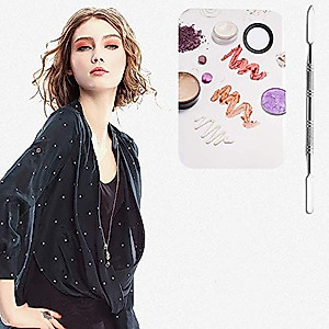 Professional Pro Stainless Steel Makeup Palette Cosmetic Palette with Spatula Tool Makeup Art Tool For Nail Art Eye Shadow Eyelash Makeup Professional Pigment Blending（6 x 4 Inch Sliver）