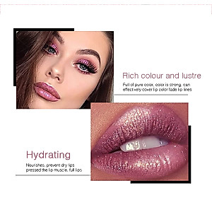 Easilydays Halloween Diamond Shiny Matte Lipstick, Gothic Glitter Liquid Lip Gloss, Sparkling High Pigment Waterproof Long Lasting Lipsticks, Bold Shimmer Lip Glaze Lips for Masquerade, Cosplay, Christmas Makeup (#12)