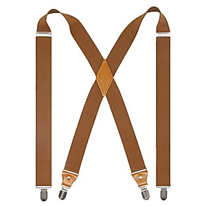 Doloise Adjustable Elastic X Back Style Suspenders for Men's and Women's With Strong Metal Clips (Coffe)