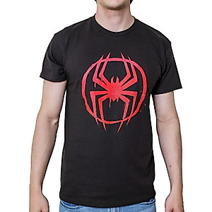 Marvel Spider-Man Miles Morales Icon Logo Spiderverse Adult T-Shirt(SM, Black)