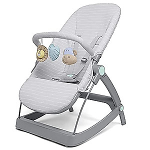 aden + anais 3-in-1 Infant to Toddler Transition Seat – Reclining Rocker, Bouncer & Seat for Newborns to 2 Years – Soft 100% Cotton Muslin Cover – 5 Point Safety Harness – Jungle Jam Toys