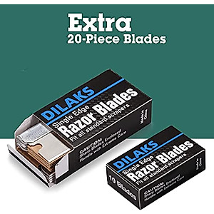 DILAKS 2-Pack Razor Scraper, All Metal Heavy Duty Razor Blade Scraper with Extra 20-Piece Blades