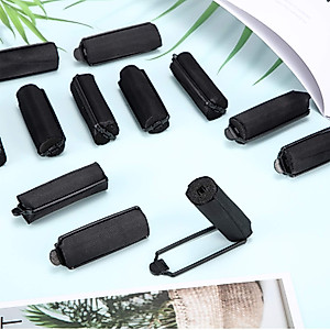 WILLBOND 40 Pieces Sponge Hair Rollers Satin Rollers for Black Hair Soft Hair Curler Flexible Styling Curlers Wave Curlers for Hairdressing Hair Styling (0.8 Inch, Black)