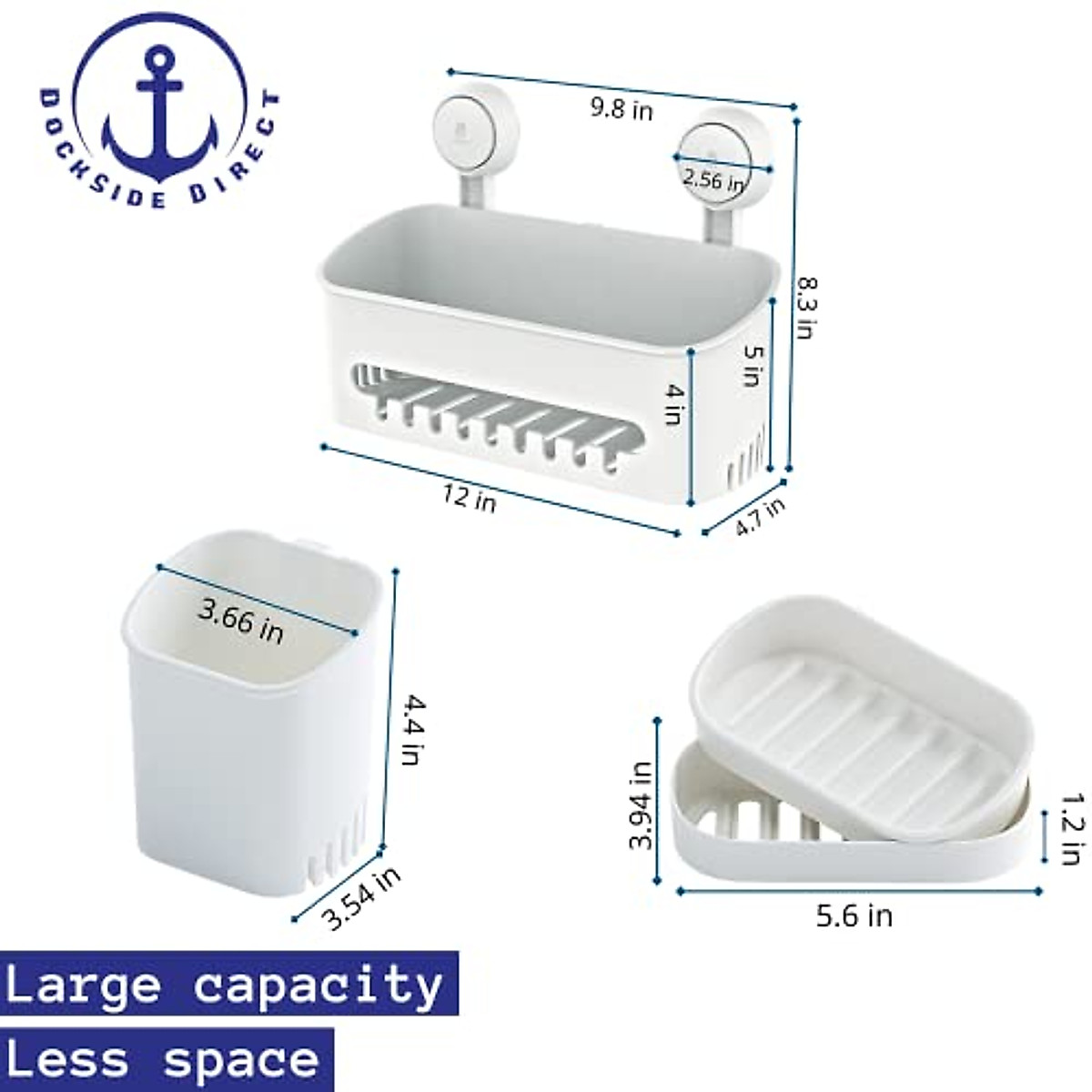 Shower Caddy Vacuum Suction Cup 3Pcs-No Drilling Bathroom Suction Cup Shower Shelf Organizer-Shower Shelves Basket for Shampoo,Soap and Toothbrush Holder-Racks for Inside Bath and Kitchen Wall (White)