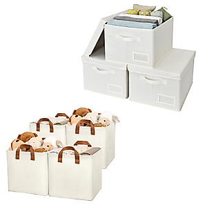 GRANNY SAYS Bundle of 4-Pack Cube Storage Bins & 3-Pack Rectangle Storage Bins with Lids