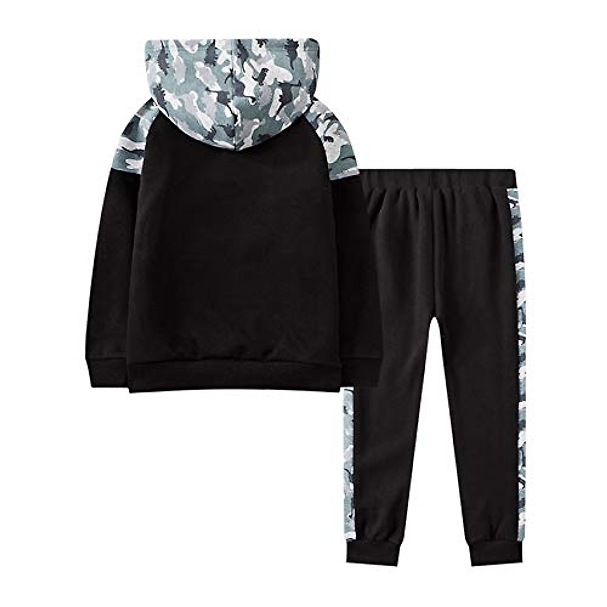 Jobakids Boys Clothes Set 2 Piece Fleece Long Sleeve Hoodie Sweatshirt and Jogging Pants Camouflage Print Grey 6Y